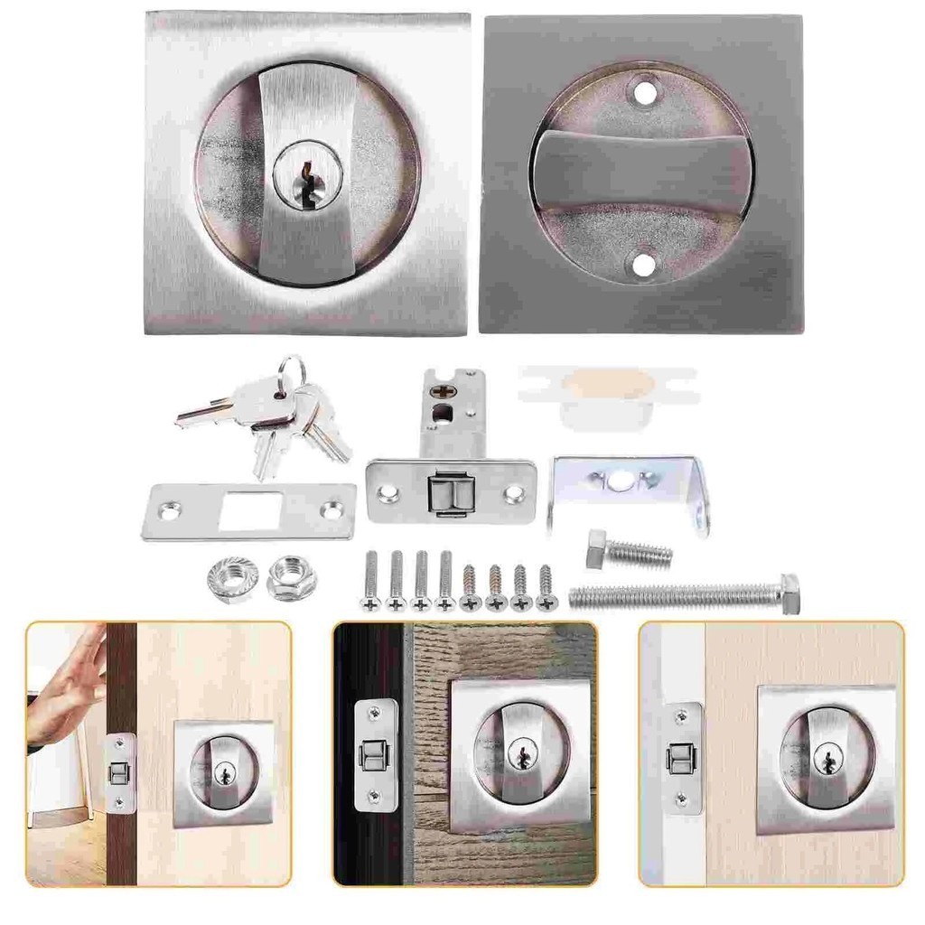 ~1 Set Pocket Door Lock and Key Invisible Door Lock Pocket Door Lock ...