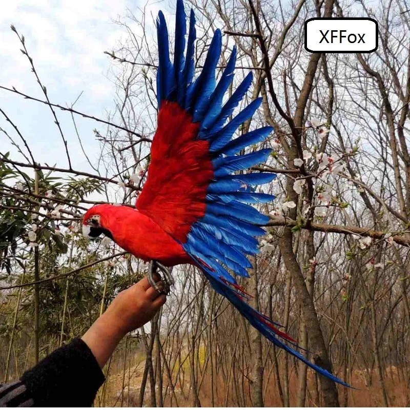 big real life red&blue wings parrot model foam&feather gray paw ...
