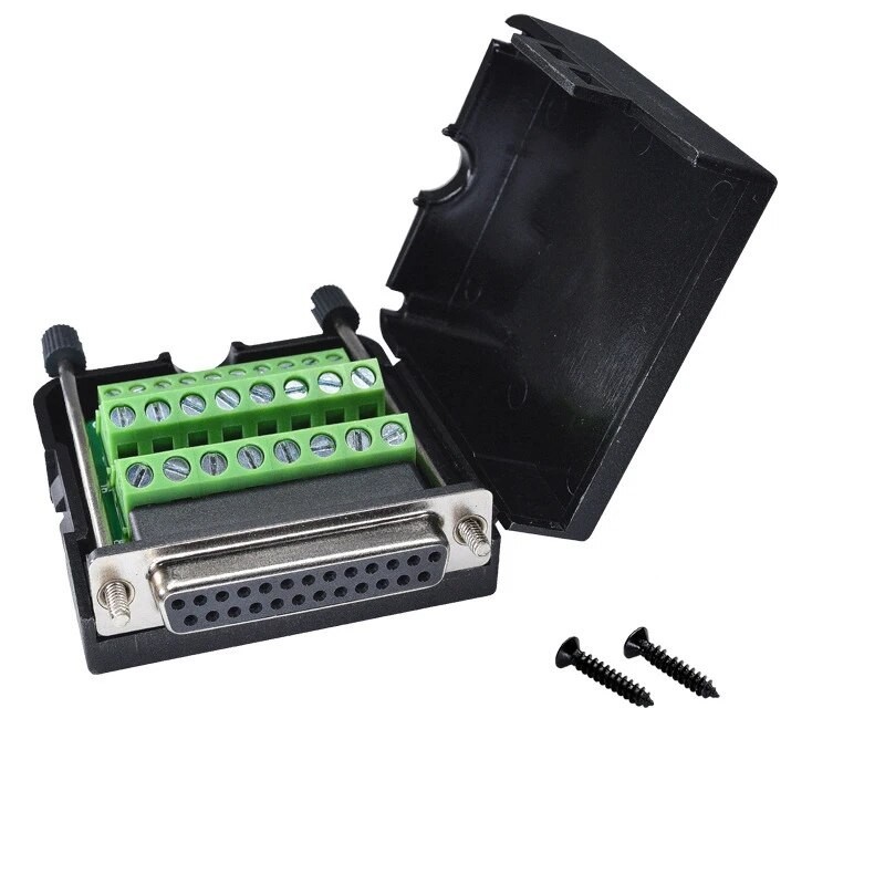 DB25 D-SUB Male/Female 2 Row 25 Pin Plug Breakout Terminals Board Connectors Solderless Screw ...