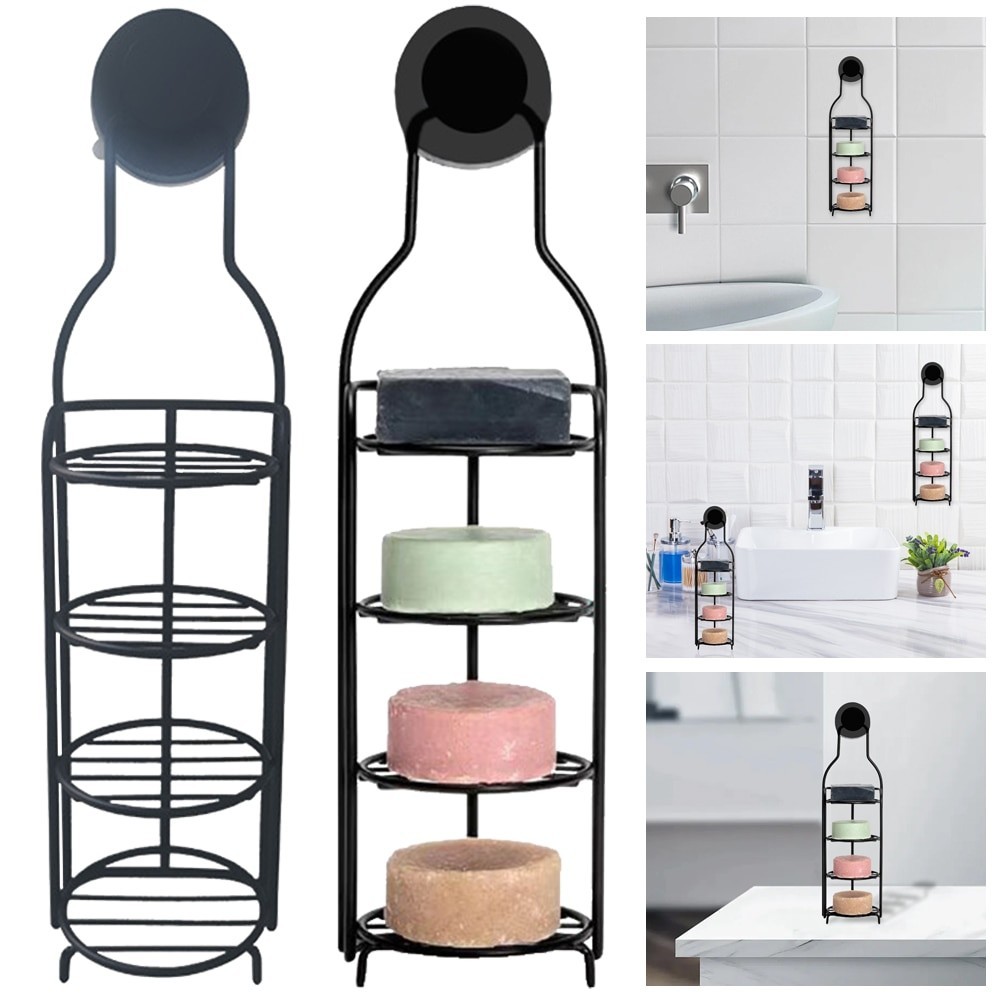 4-Layer Wall Mounted Soap Caddy Self Draining Soap Dish Storage Rack No ...