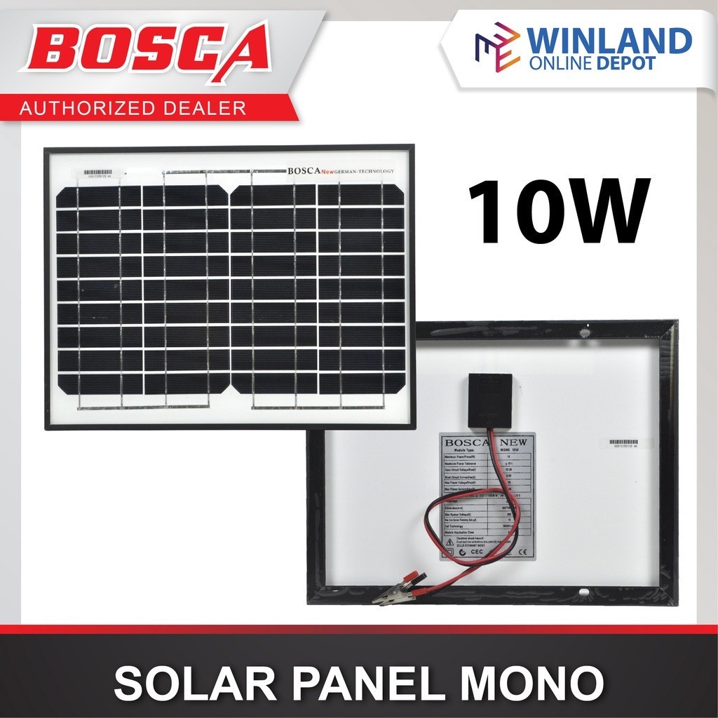 Bosca by Winland Solar Panel Mono 10 Watts 12 Volt Pv Solar Module ...