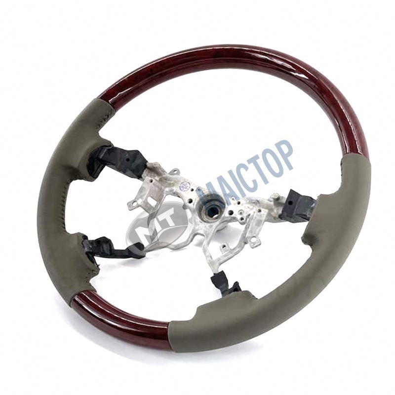 Maictop Car Accessories Interior Wooden Leather Steering Wheel For Land ...
