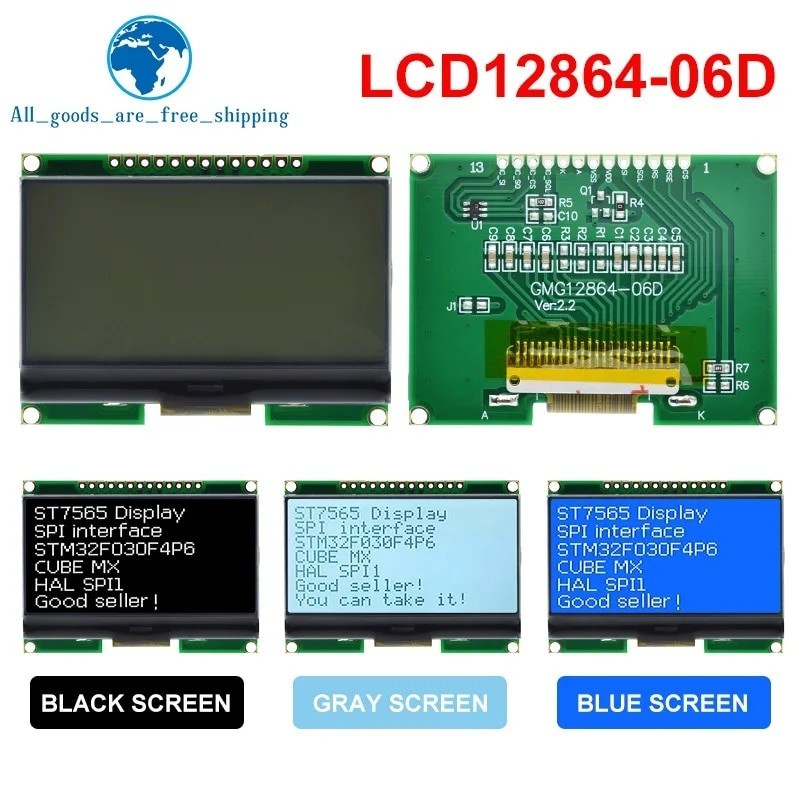 TZT Lcd12864 12864-06D, 12864, LCD Module, COG, With Chinese Font, Dot Matrix Screen, SPI ...