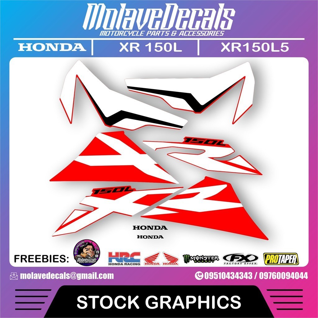 Honda XR 150L Stock Decals White Red | Shopee Philippines