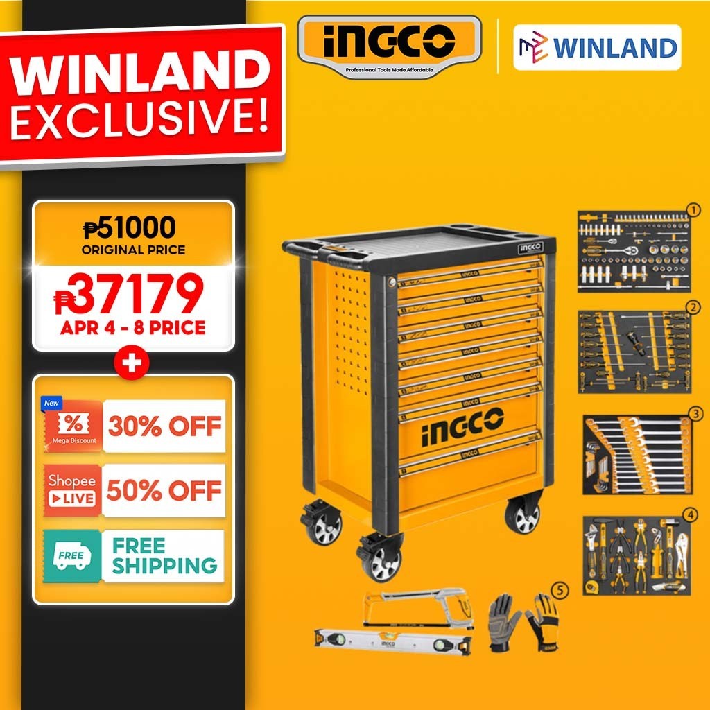 Ingco by Winland Industrial (162pcs Tool Chest Set) Roller Cabinet /w ...