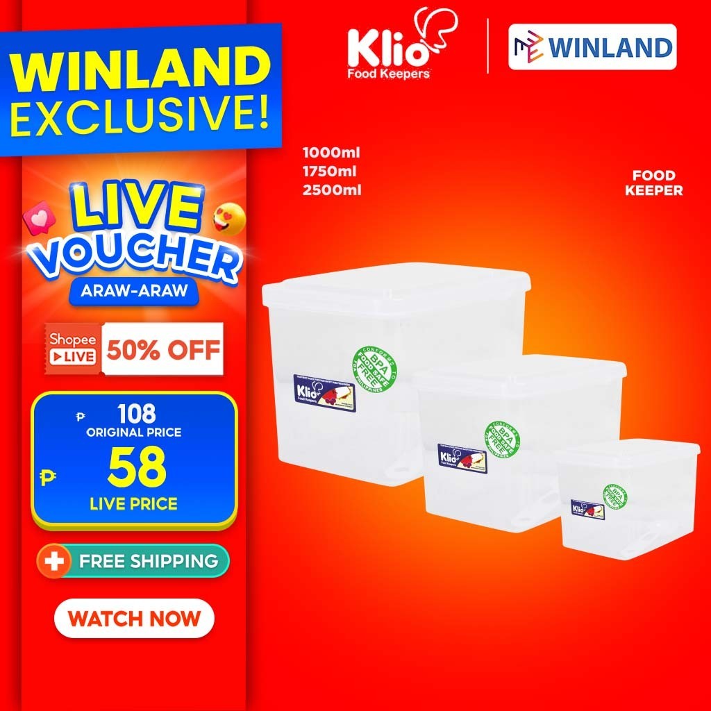 Klio by Winland Rectangular Fliptop Wide Food Keeper Kitchenware ...