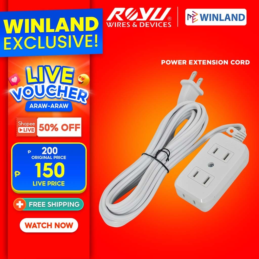 Royu by Winland 3 meters 3 Gang Pin Extension Cord Wire Cable Heavy ...