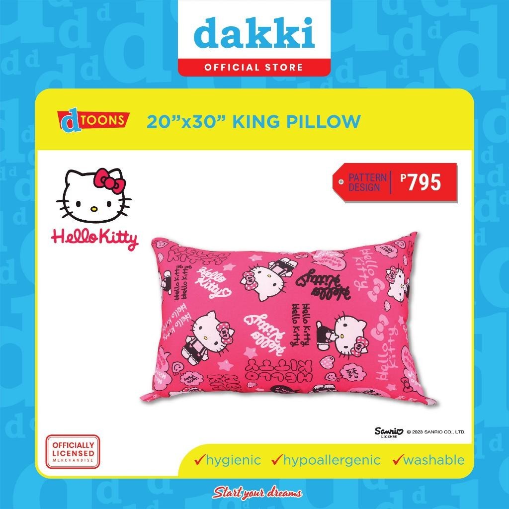 Dakki 20" x 30" Hello Kitty Logo Fuchsia King Pattern Pillow | Shopee Philippines