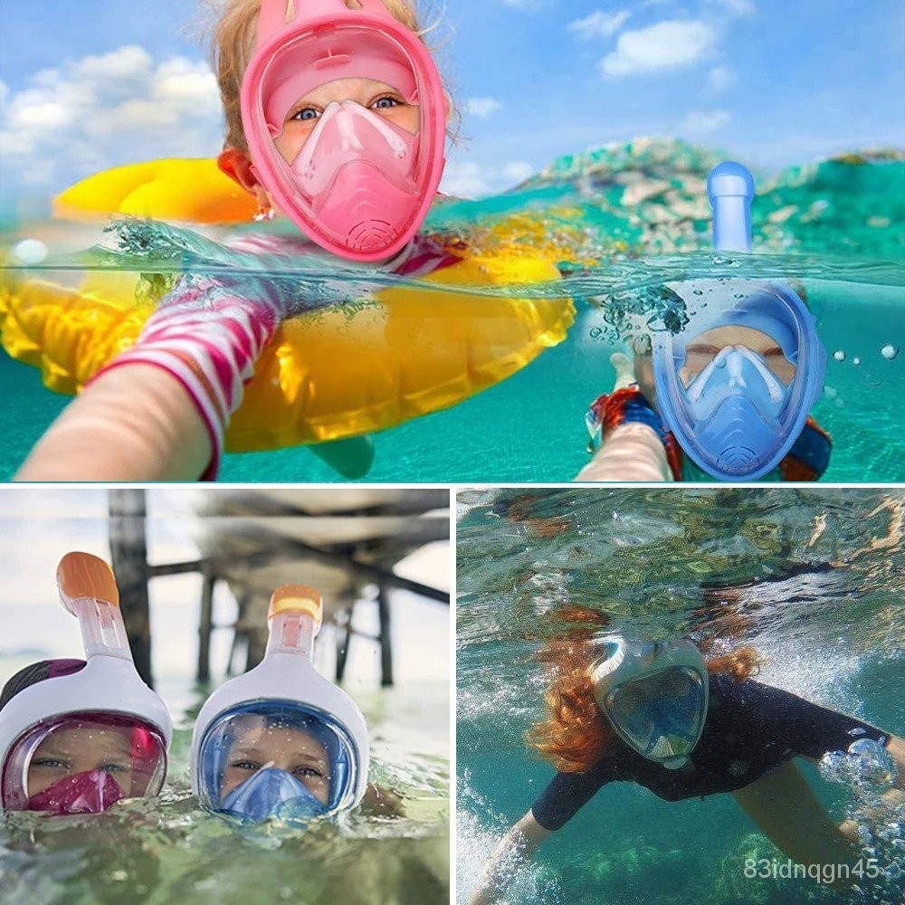 Underwater Snorkeling Full Face Children Swimming Mask Set Scuba Diving ...