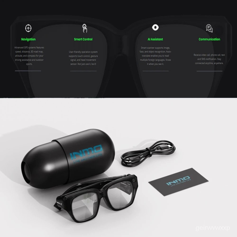 INMO All In One AR Glasses 3D Smart Cinema Steam VR Video Games Black ...