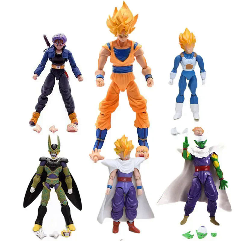 WI3H Anime Dragon Ball SHF Goku Vegeta Cell Gohan Trunks Action Figure ...