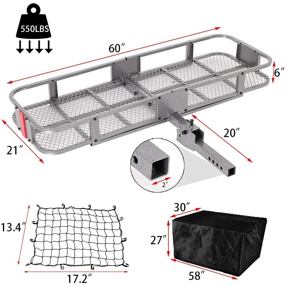 Hitch Cargo Carrier 60"x 21" Folding Trailer Hitch Luggage Rack with ...