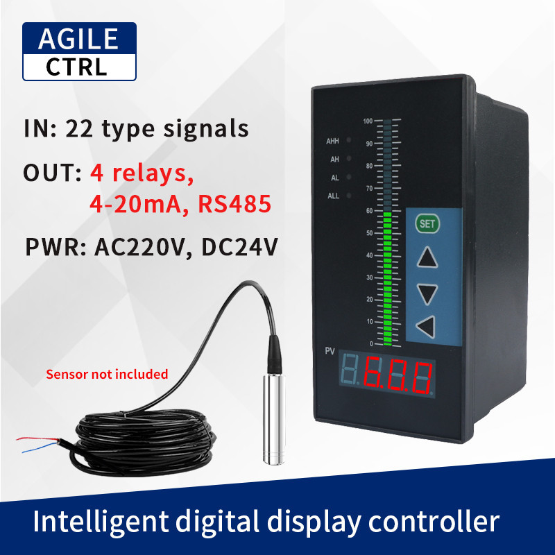 4 relay 4-20mA Output AC220V Power Automatic Digital Display Liquid Level Indicator Tank Water ...