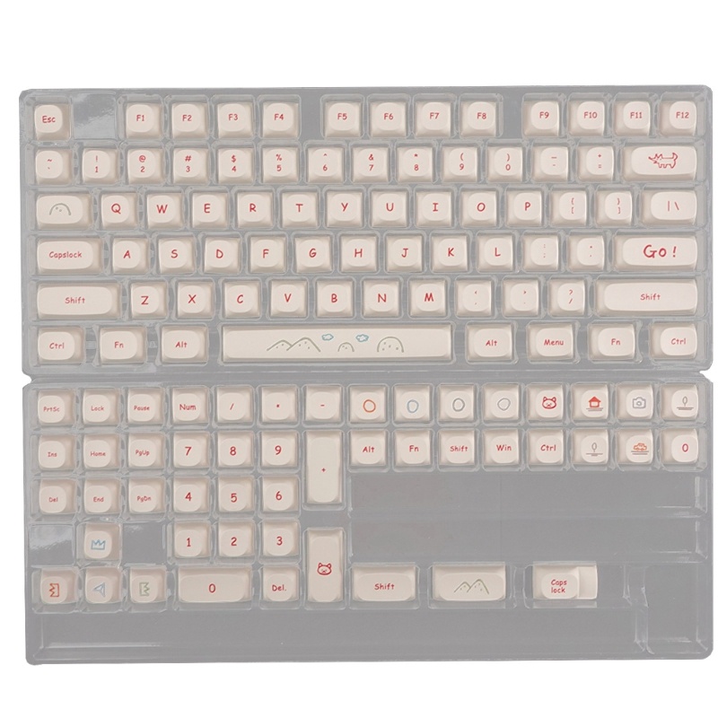 ⊰123 Keys Keycaps White Theme Height PBT Dye-Sub Keycaps for MX-Switch ...