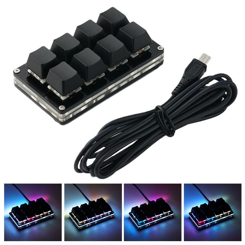 ☮RGB 8 Keys Mini Keypad DIY Shortcut Keyboard Custom Keyboard Programmable Mechanical Keyboardw ...