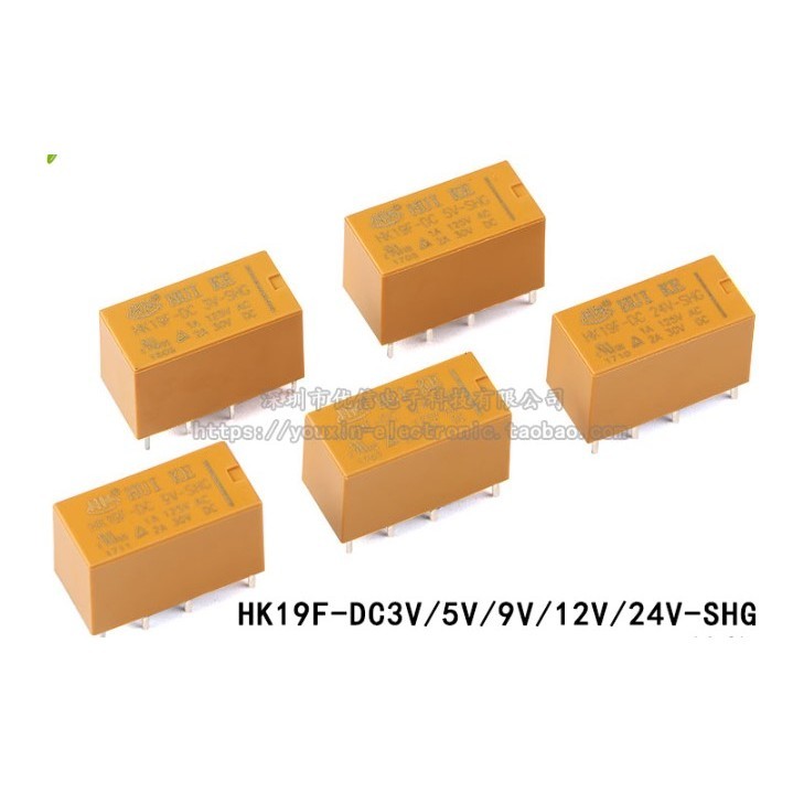 HK19F-DC 3V 5V 12V 24V-SHG 8Pin 1A 125VAC/ 2A 30VDC electric relays (2 ...