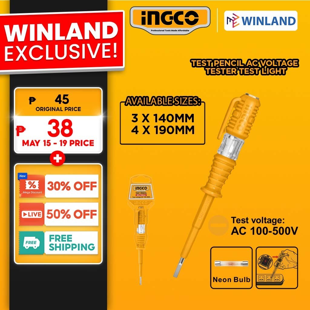 Ingco by Winland Test Pencil AC Voltage Tester Test Light HSDT1908 ...