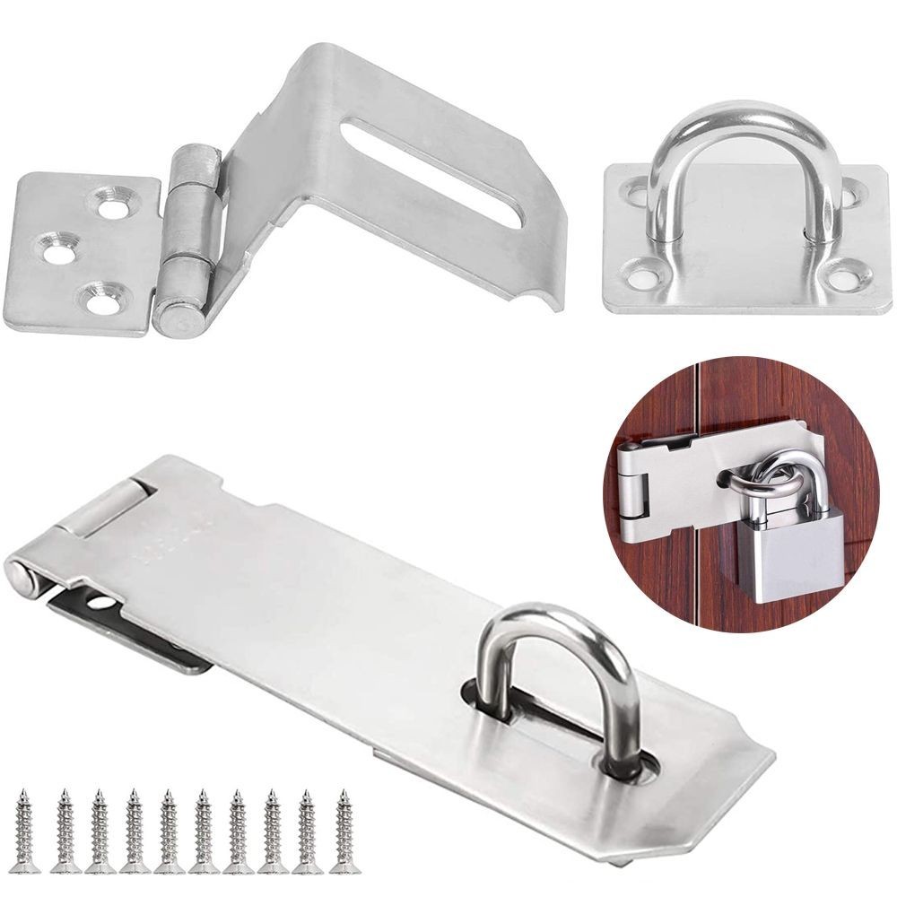 Padlock Hasp Door Clasp Lock 90 Degree Right Angle Shed Gate Latch ...