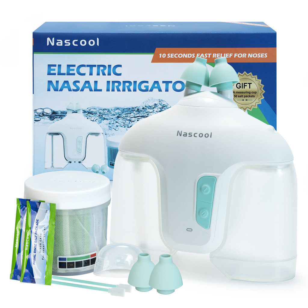 Nascool Electric Nasal Irrigation System with 50 SaltPods Suction ...