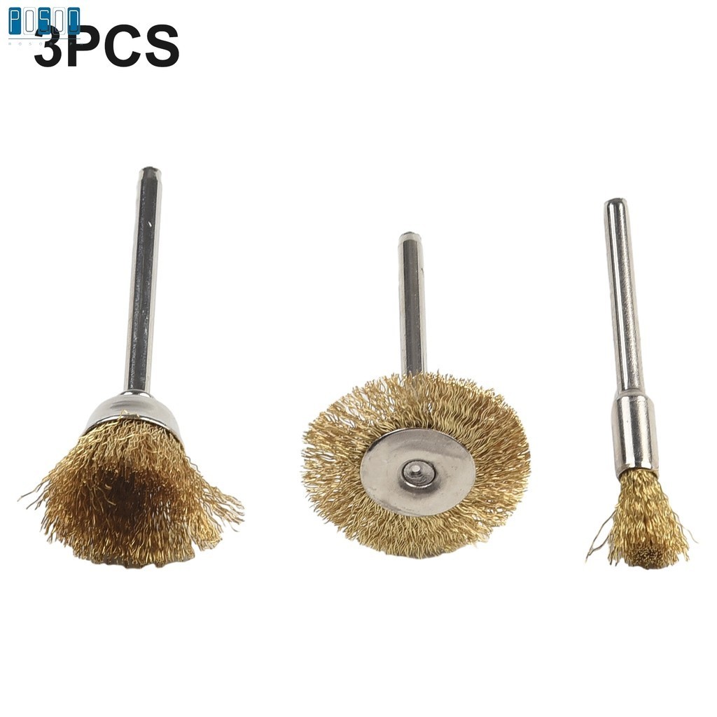 3X Copper Wire Wheel Brush Kit For Cup Rotary Tool Drill Rust Weld ...