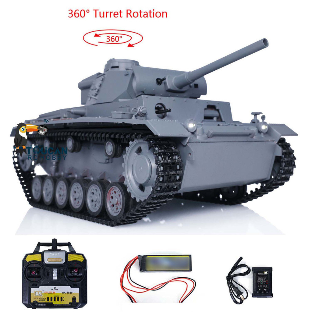 ☄Mato 100% RTR RC Tank Metal 1/16 Scale Gray German Panzer III BB ...