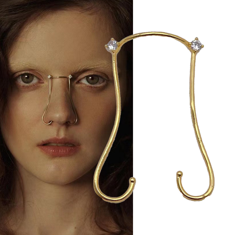 Punk Metal Fake Piercings Nose Hoop Unisex Exaggerated Personality Nose ...