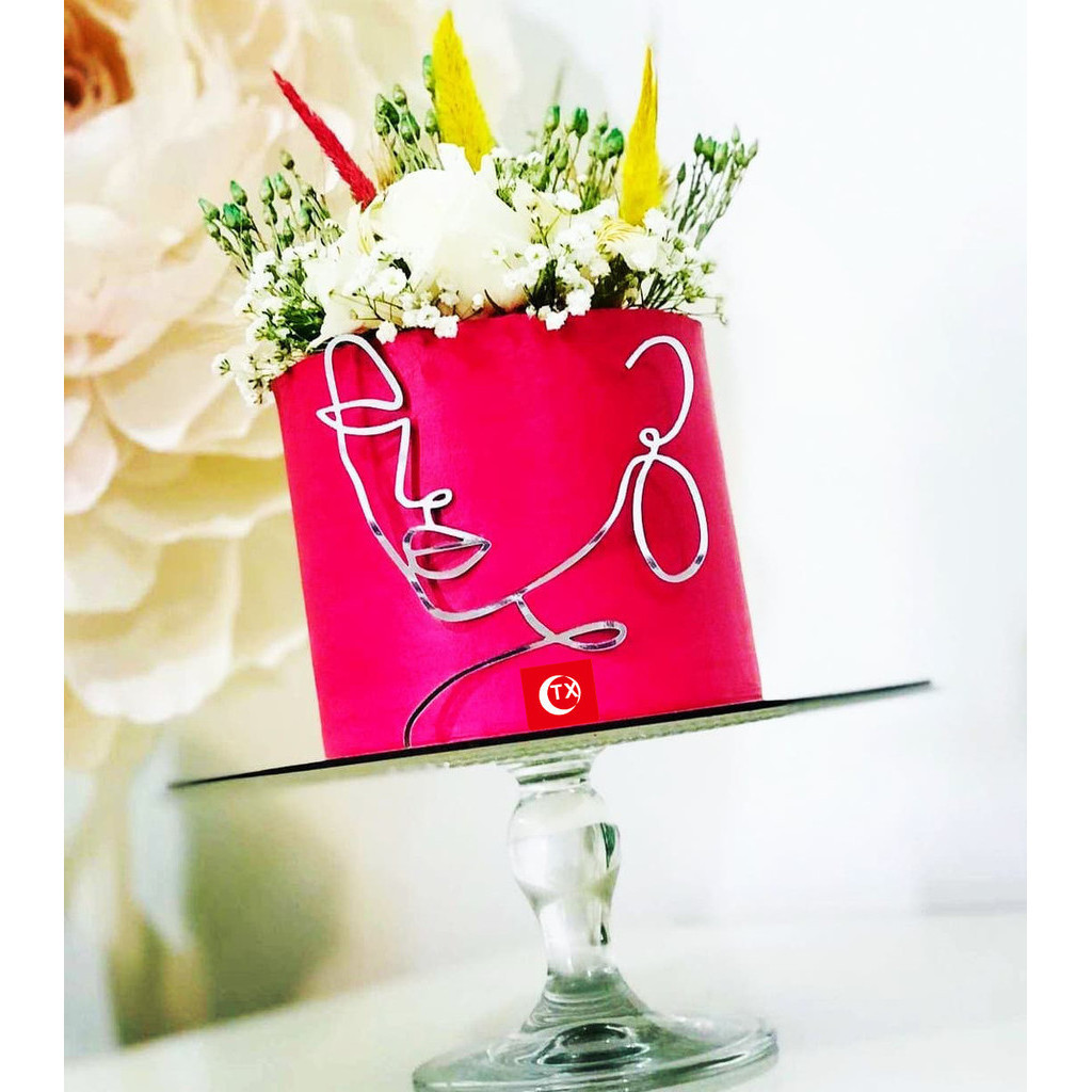 -Classic Gold Cake Topper Girl Acrylic Minimalist Art Lady Face Happy ...