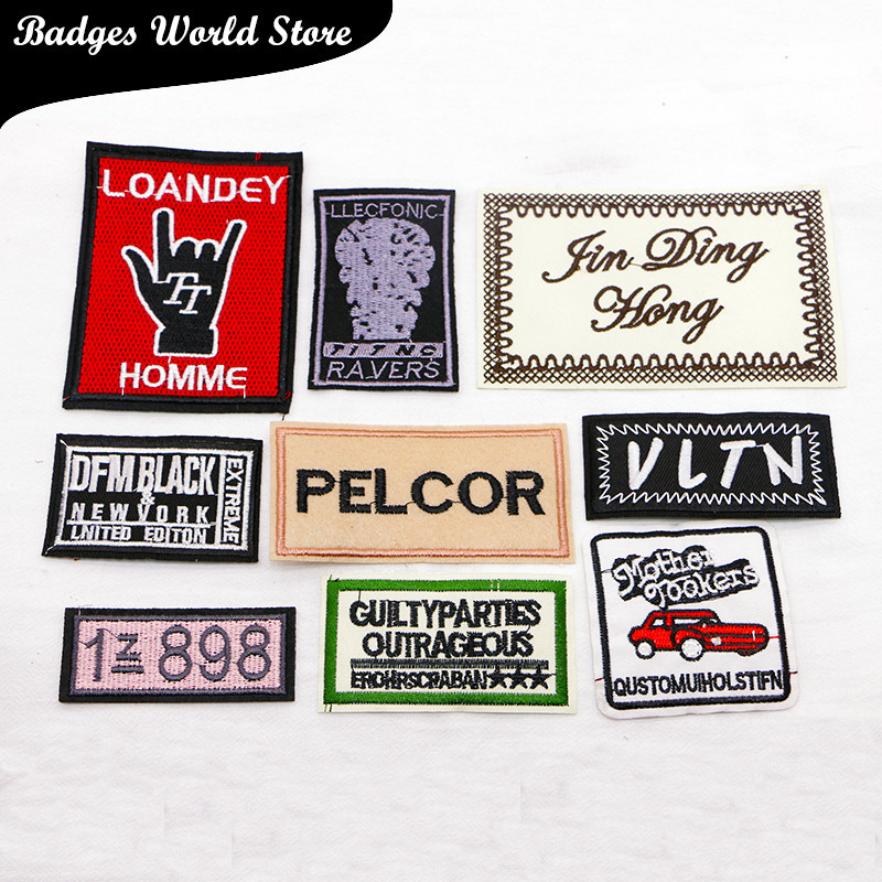♚Punk Car Hand Alphabet Police Rectangle Totem Icon Embroidery Applique ...