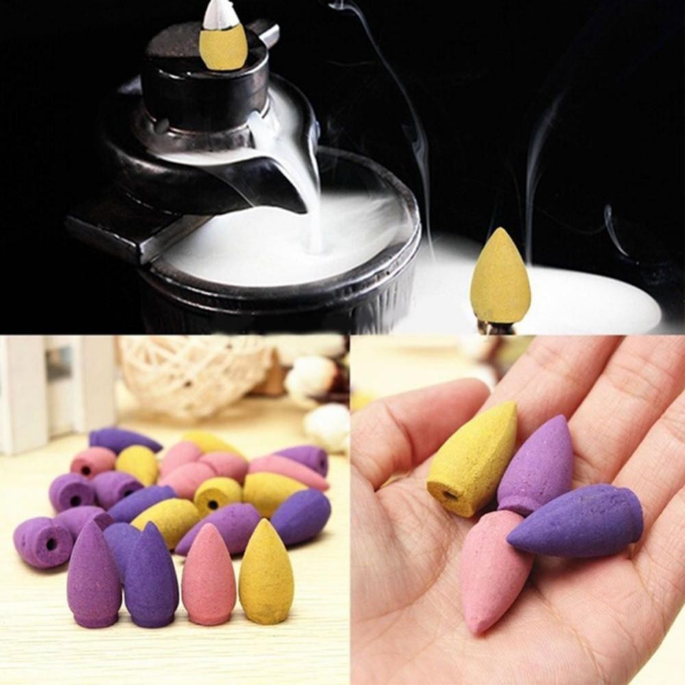 ♣40Pcs/set Natural Tower Incense Cones Smoke Backflow Air Purification ...