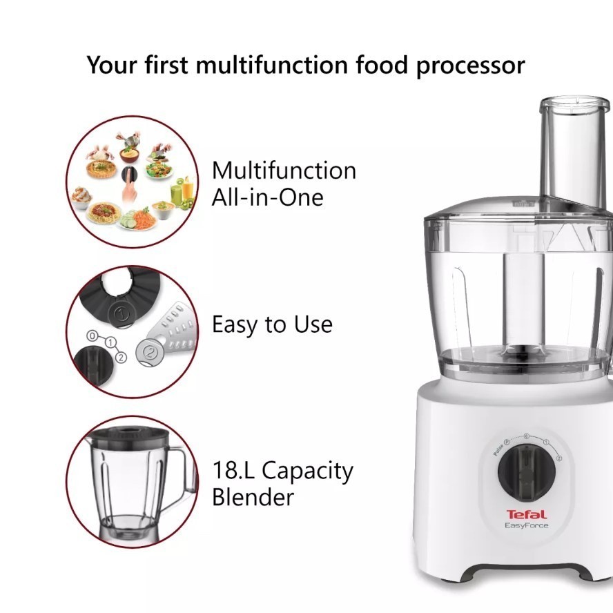 TEFAL MASTERCHEF EASYFORCE DO246165-2 in 1 Food Processor + 1.8L ...