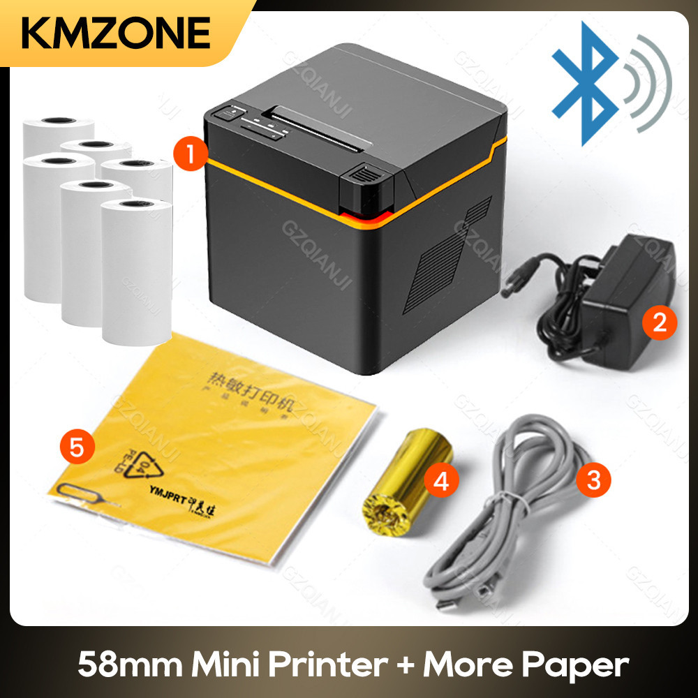 58mm Thermal Receipt Printer USB Bluetooth Interface 2inch Desktop Mini ...