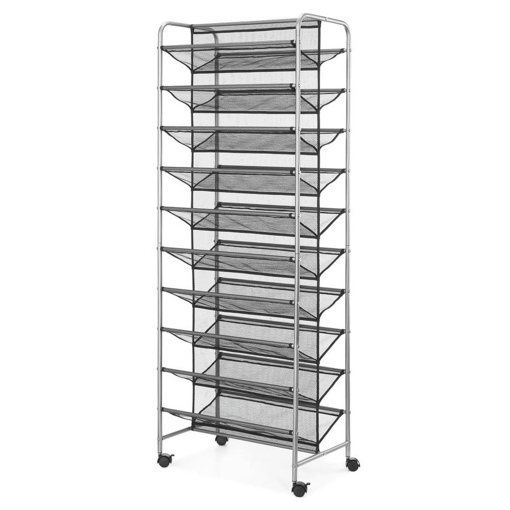 10 Tier 60 Pair Metal and Mesh Rolling Shoe Rack | Shopee Philippines