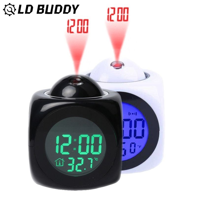 Voice Talking Snooze Temperature LED Wall Ceiling Clock Projection ...