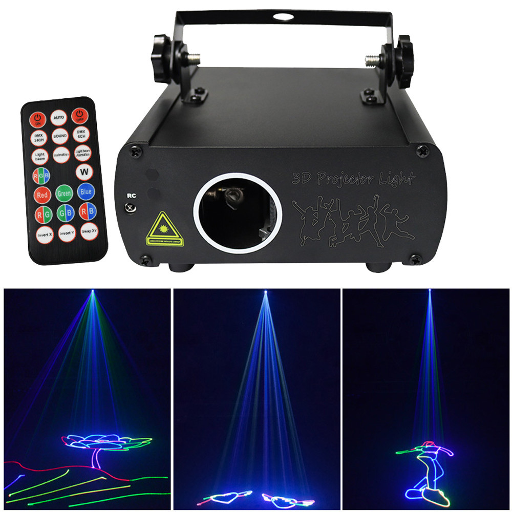 【DJ Laser Party Lights 3D Animation RGB Lazer Stage Lighting DMX/Remote ...