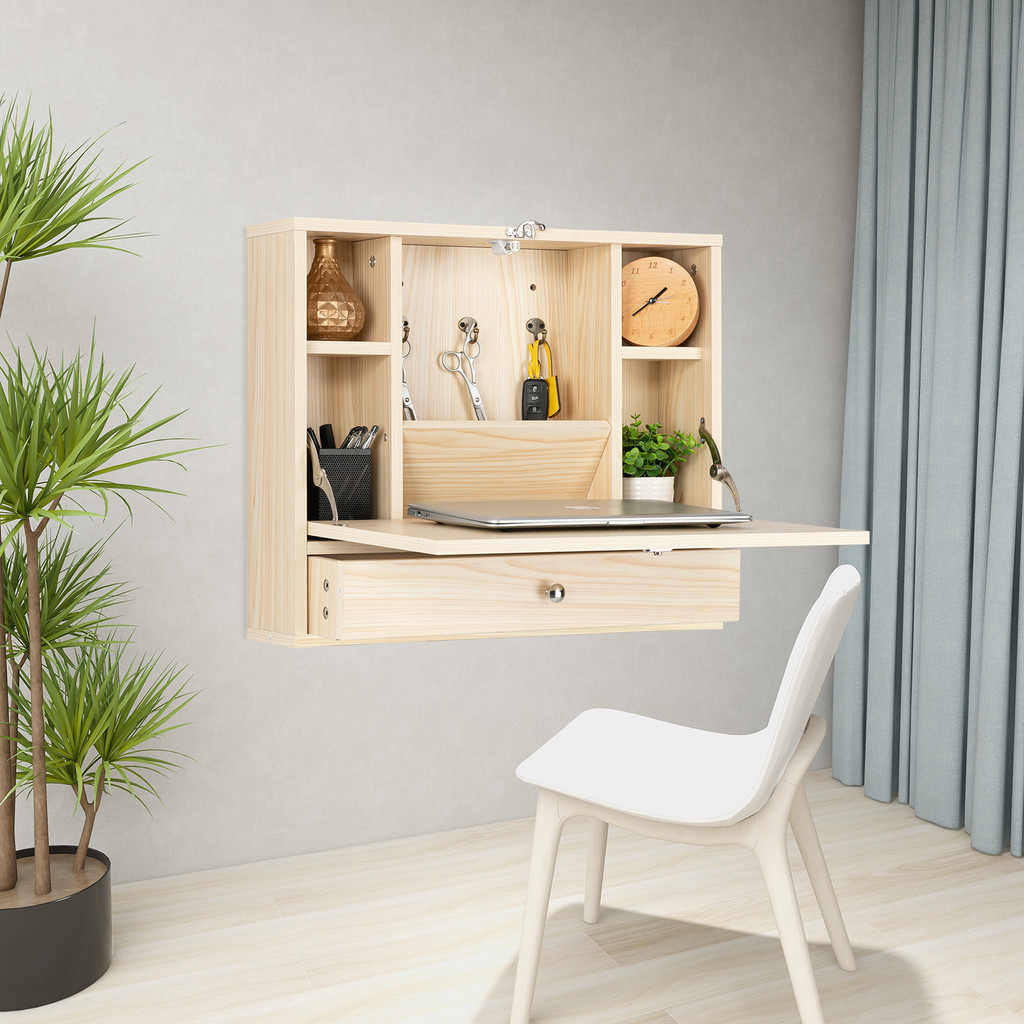 ♡FCH Wall-Mounted Built-Up Computer Desk Laptop Study Table Workstation ...