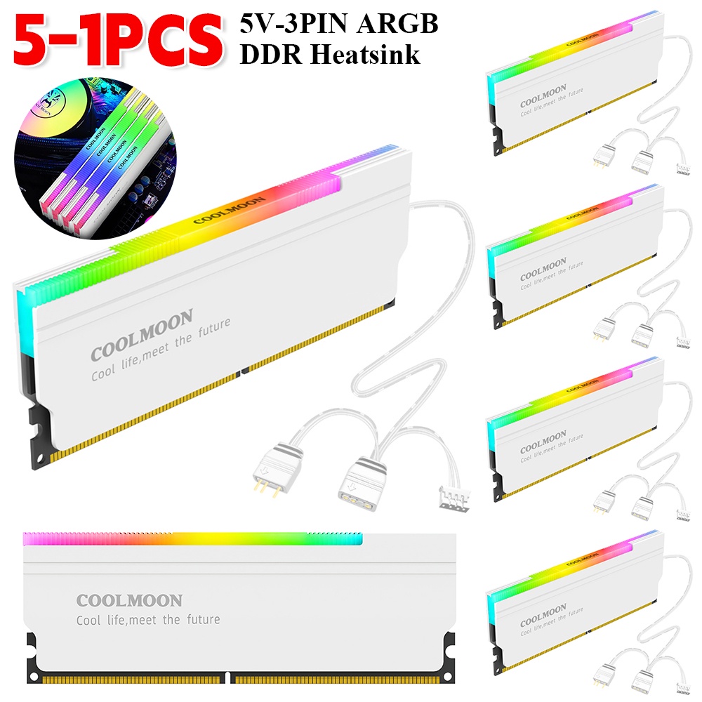 ~5V-3PIN ARGB Heat Spreader Cooler Aura Sync Memory Cooling Vest Thermal Silicone Pad RAM Heatsi ...