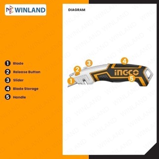 Ingco by Winland Utility ZINC Alloy Knife Cutter with 5pcs SK5 Blade ...