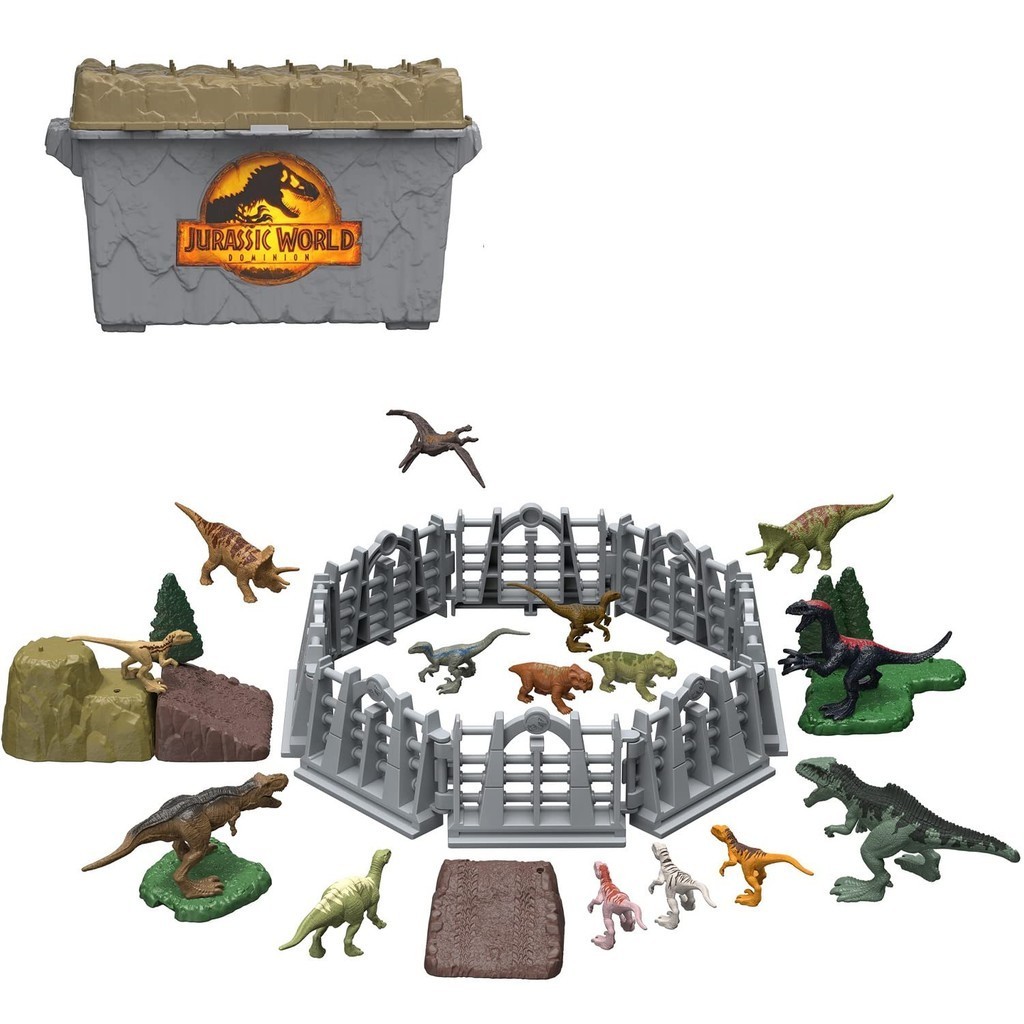 MATTEL JURASSIC WORLD New Ruler Mini Figure Set with Cleanup Box ...