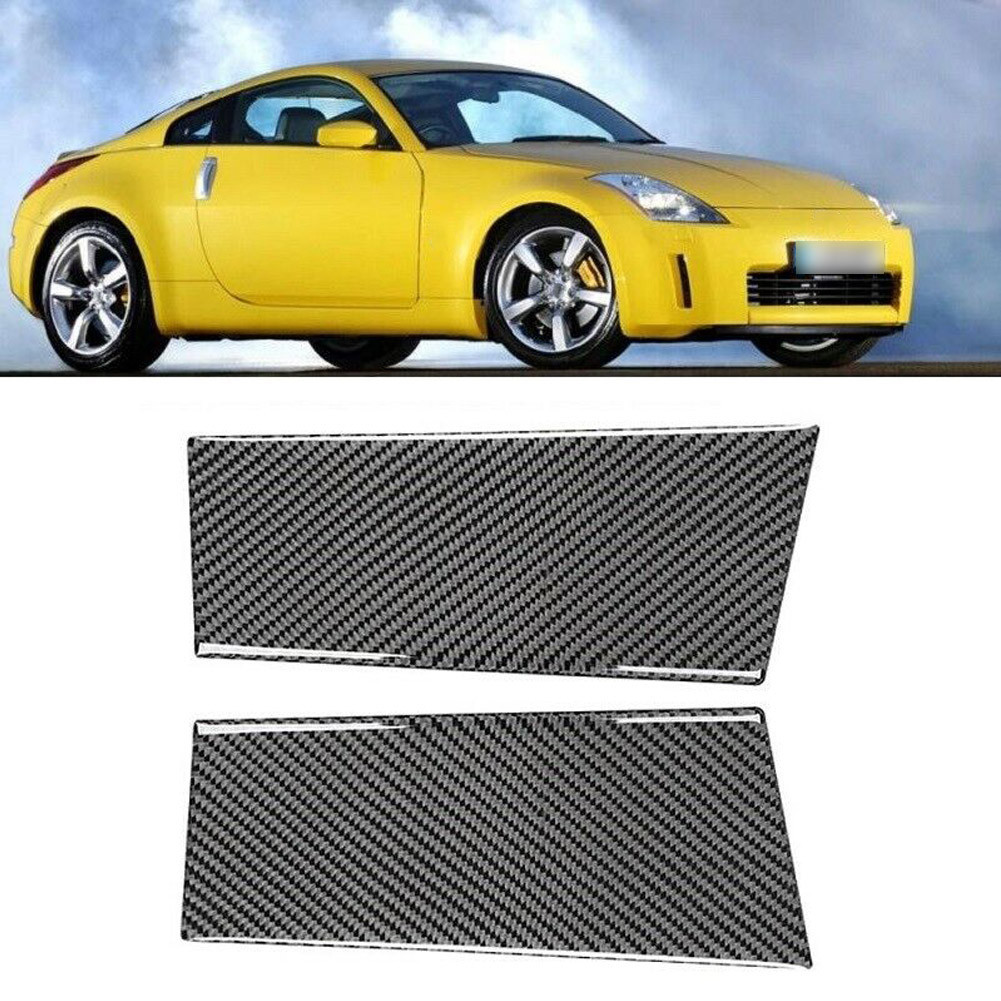 ⚡2PCS Carbon Fiber Car Window B-pillars Sticker Trim For Nissan 350Z ...
