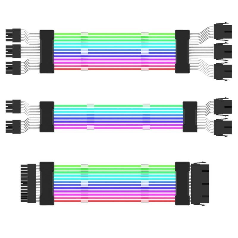 ★Computer 18AWG ARGB Sync PSU Power Supply Extension Cable Kit ATX ...