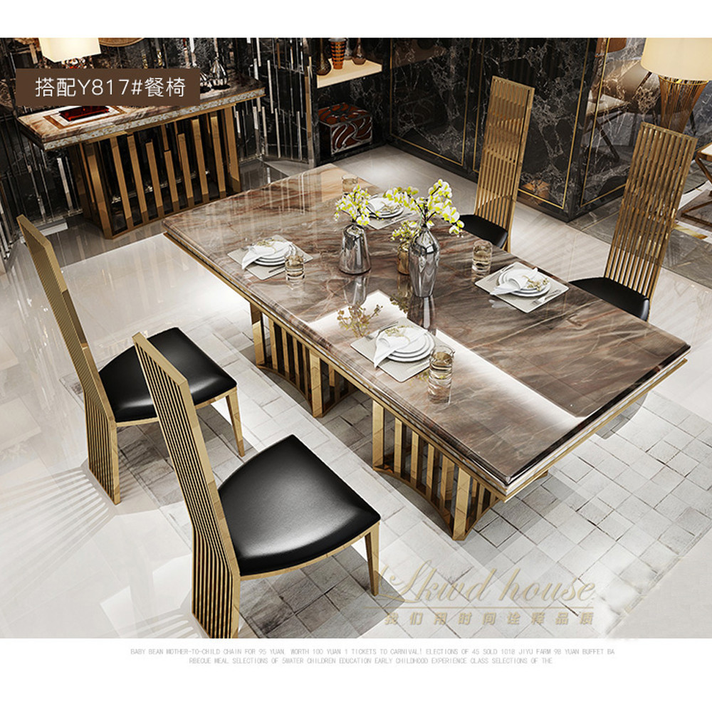 Stainless steel marble dining table rectangle comedor sillas de comedor mesa comedor muebles ...
