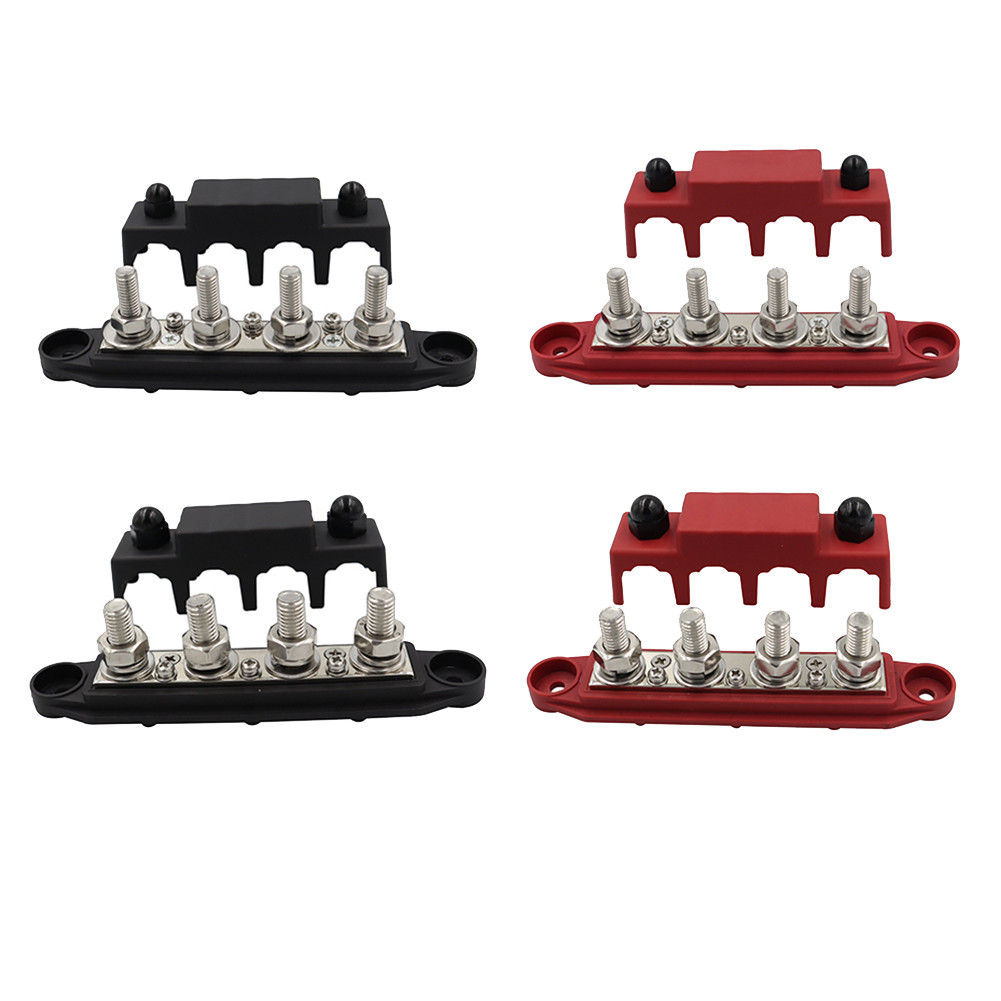 ☂4Pcs M8+M10 250A 4 Post Terminal Studs Busbar Power Distribution Block ...