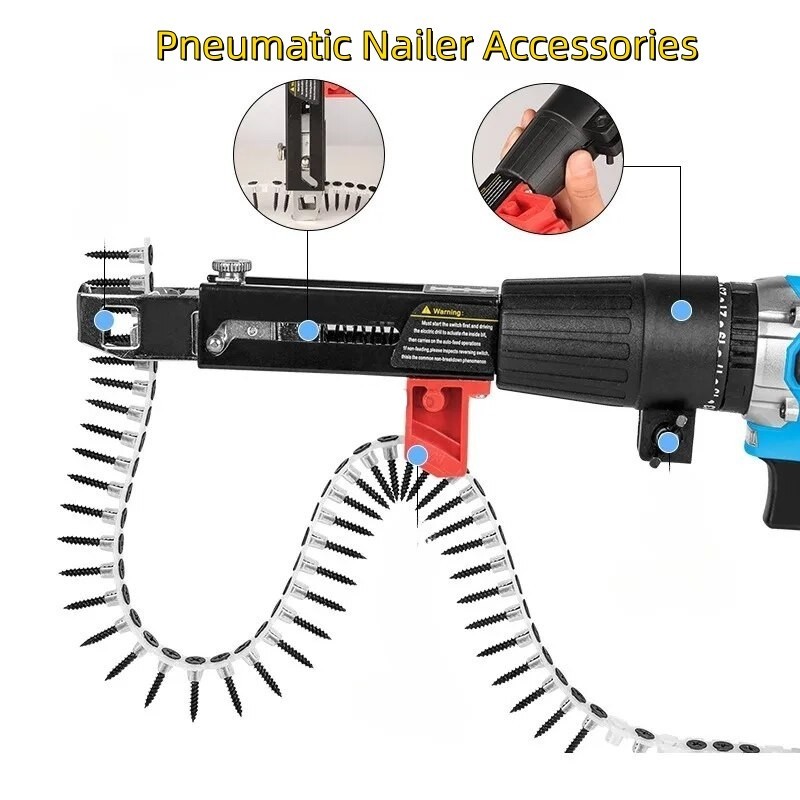 220V Electric Chain Nail Gun Pneumatic Nailer Accessories Nail Feeder ...