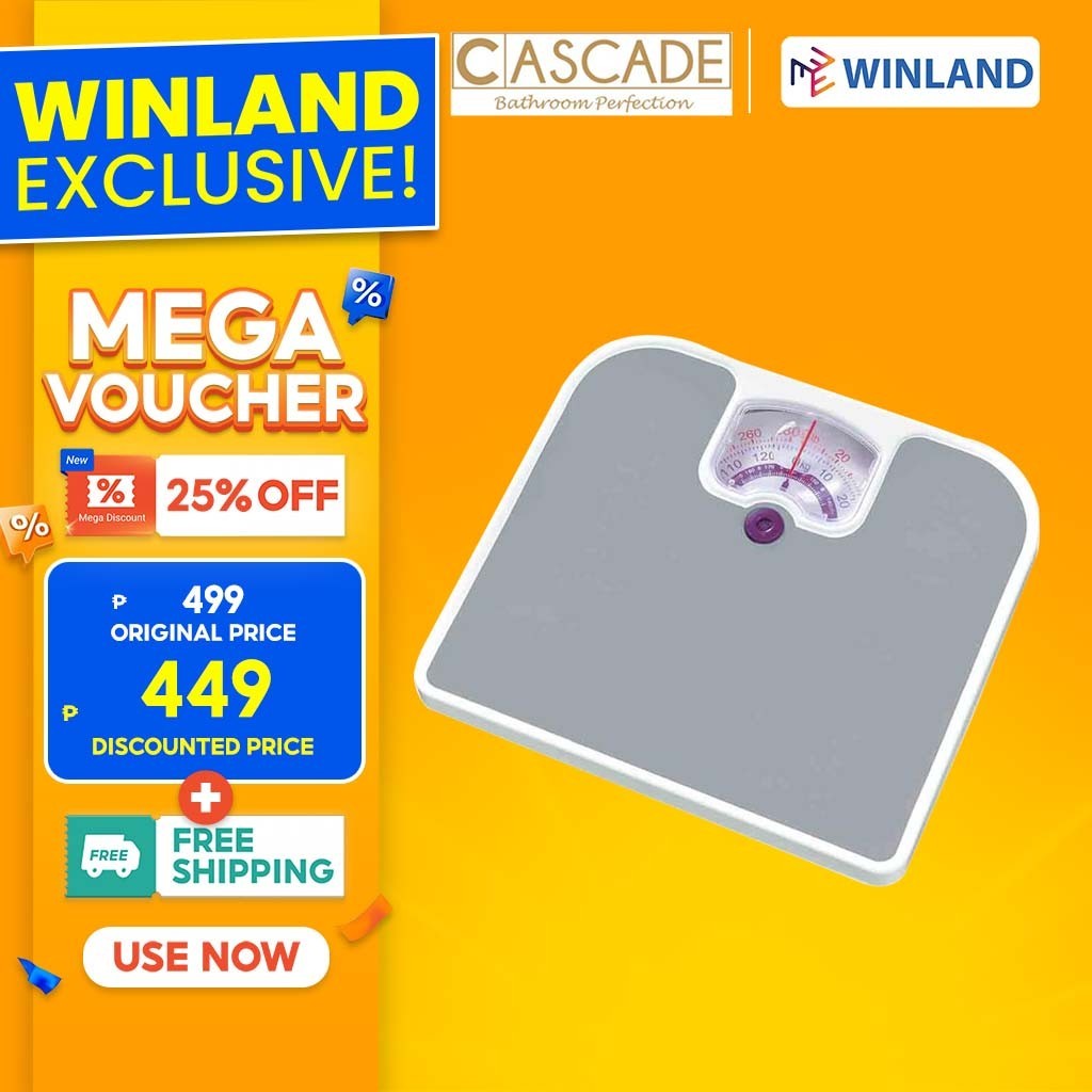 Cascade by Winland Bathroom Scale With BMI Indicator in Gray Platform ...