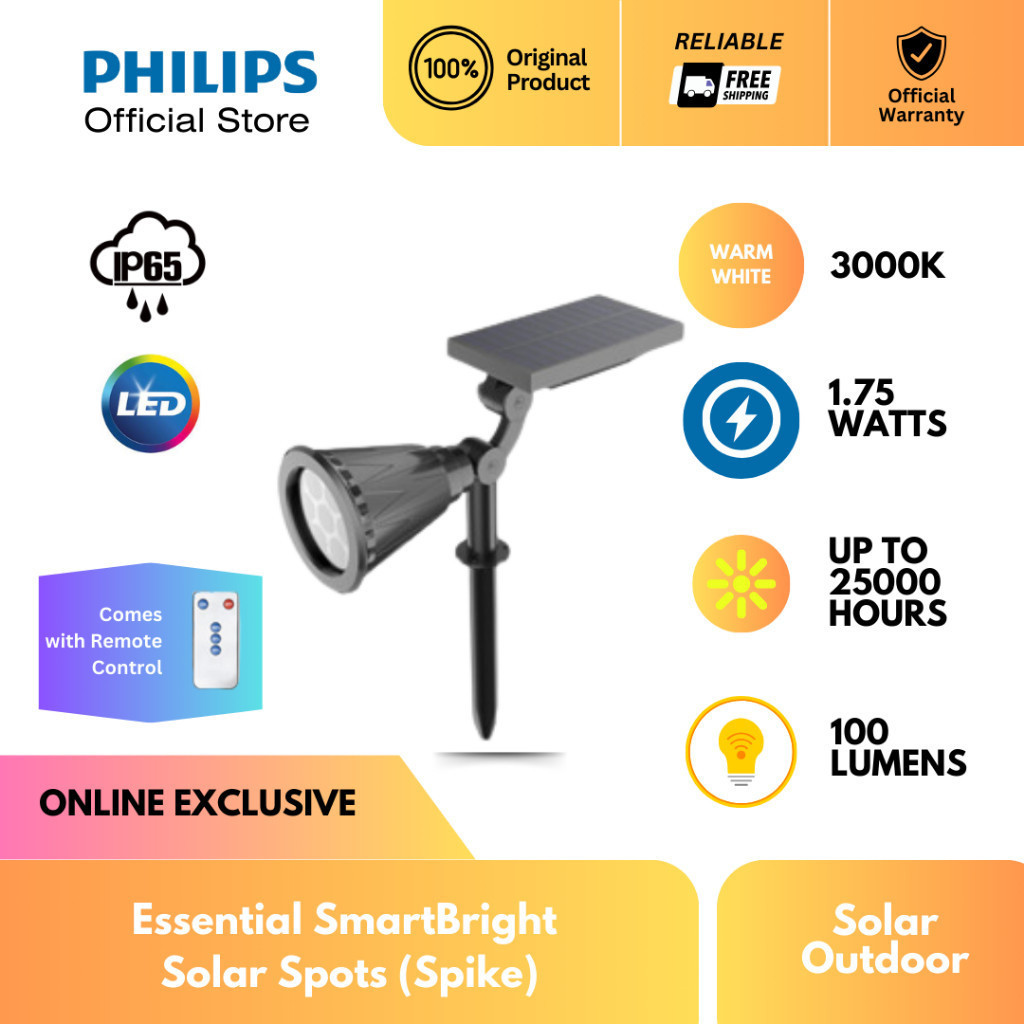 Philips Solar LED Outdoor Spot 100 Lumens 1.75 Watts | Shopee Philippines