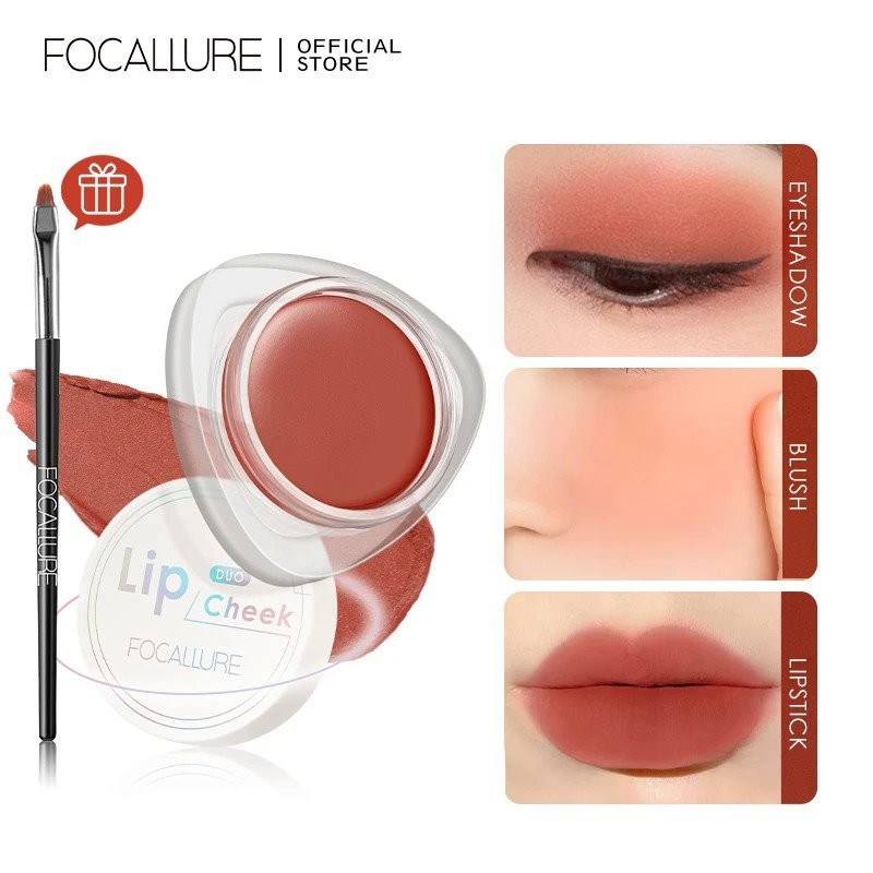 FOCALLURE Matte Lips Mud Set Lipstick Blush Eyeshadow 12 Colors Long ...