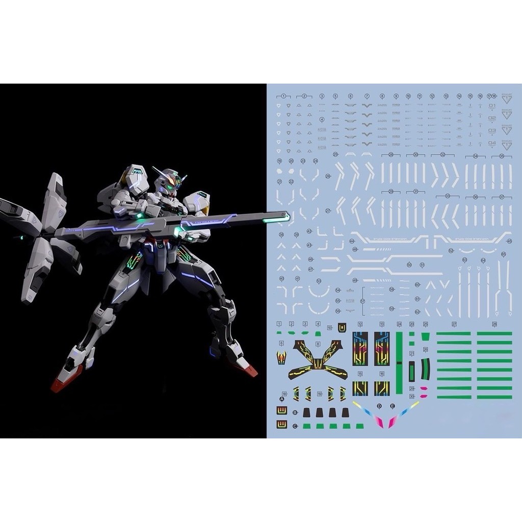 Fluorescent!! HG RG EG MG MGSD PG RE HiRM Robot MS Detail Up Water Transfer Decal (for HG 1/144 ...