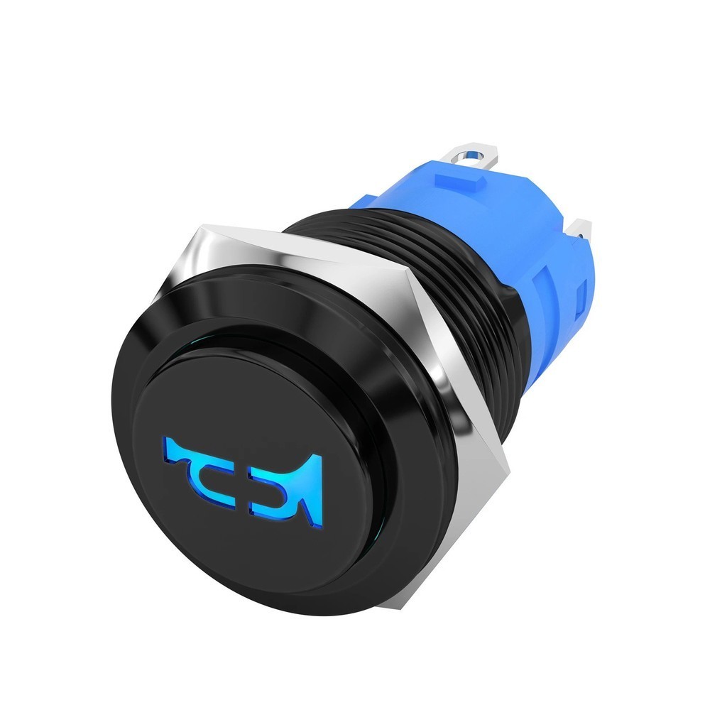 16MM 12V 24V Metal Push Button Switch High Head 5 Pin Black Momentary ...