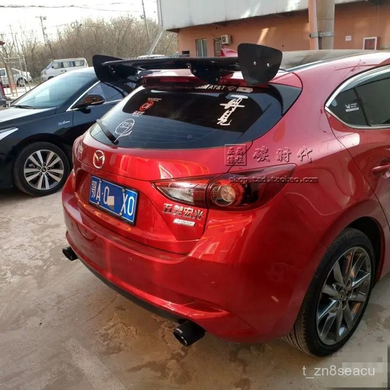 Real Carbon Fiber sports Car rear GT Spoiler Wing For Mazda 3 AXELA Hatchback 2014 2015 2016 ...