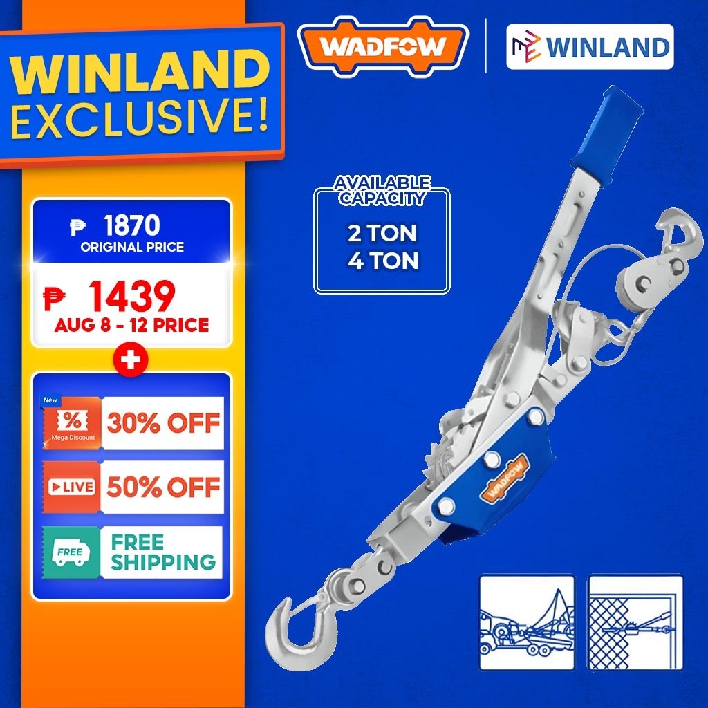 Wadfow by Winland 2T/4T Wire Rope Ratchet Double Hook Lifting Tool Hand ...